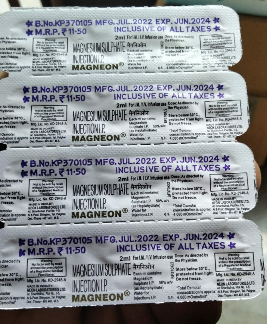 Magnesium Sulphate Injection IM IV 2 mg a vial – Prevention4Health